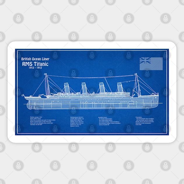 RMS Titanic - ABD - Drawing Illustration. White Star Ocean Liner Blueprint Plans - Titanic ...